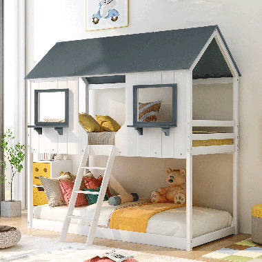 Trule Forbes Twin Pine Loft Bed with Shelves Reviews Wayfair